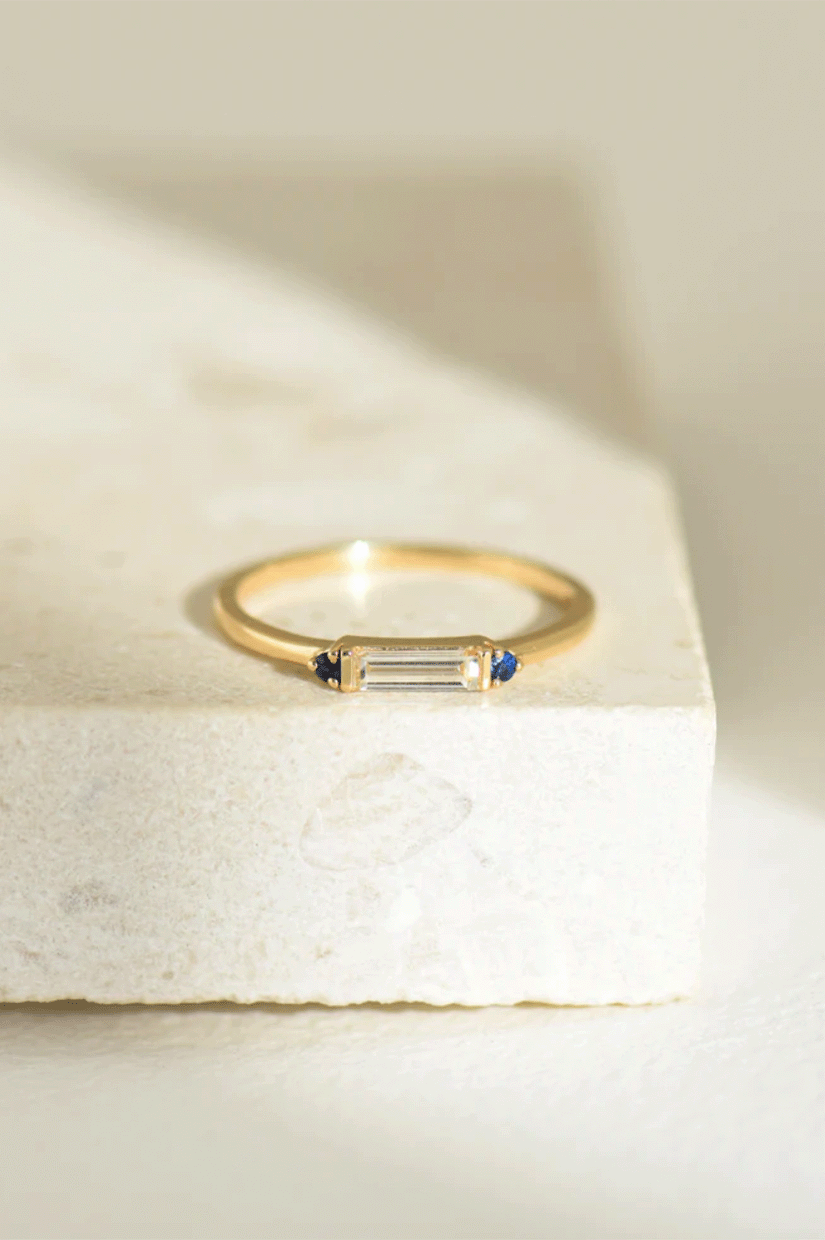 Charlotte Penman Nora Ring Fine - Diamond/Blue Sapphire/9k Gold ...