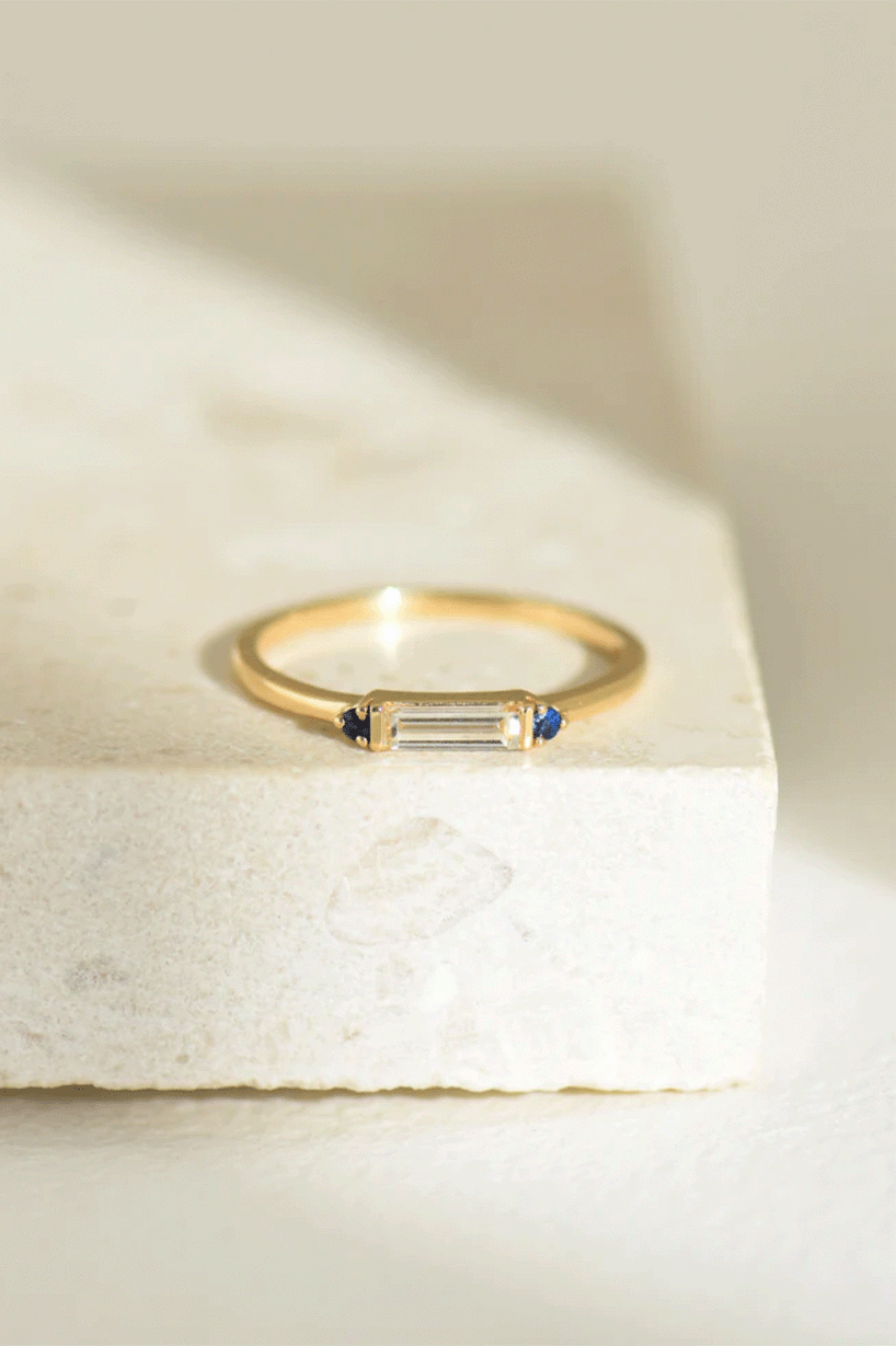 Charlotte Penman Nora Ring Fine - Diamond/Blue Sapphire/9k Gold ...