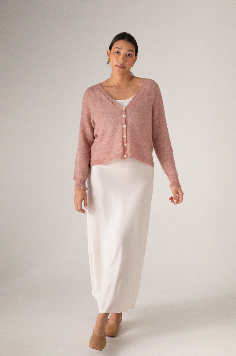 Francie The Fleur Cardigan - Dusky Pink – CHAPMANSTORE.CO.NZ