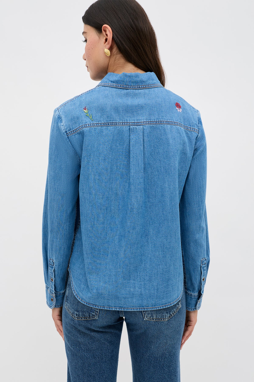 Rixo Edaline Shirt - Sadie Embroidery Light Vintage